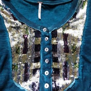 Free People | Tops | Free People Green Long Sleeve Top Women Size M ...